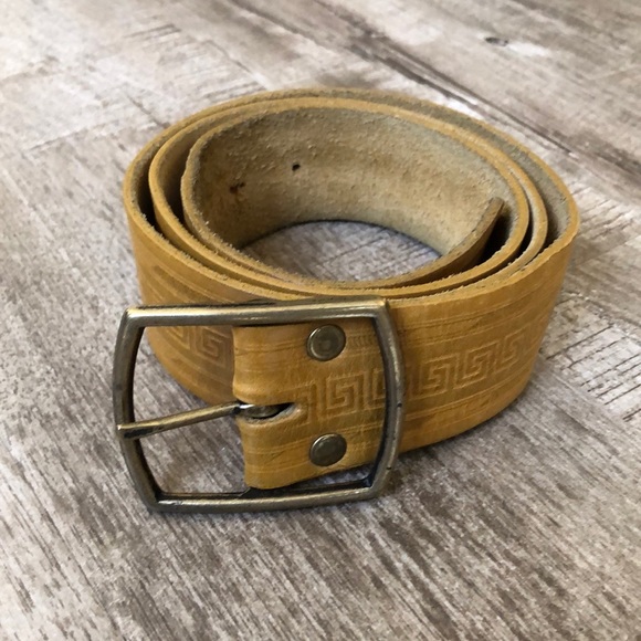 Accessories | Leather Greek Key Embossed Design Belt 4 Inch | Poshmark